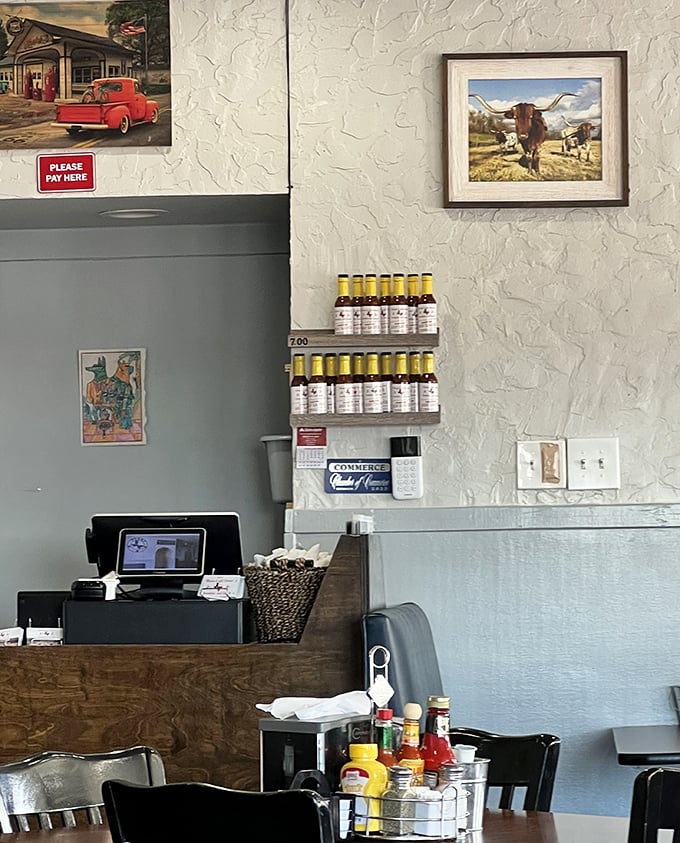 The counter area &ndash; where Texas hospitality meets efficiency, and where regulars exchange local gossip over refills.