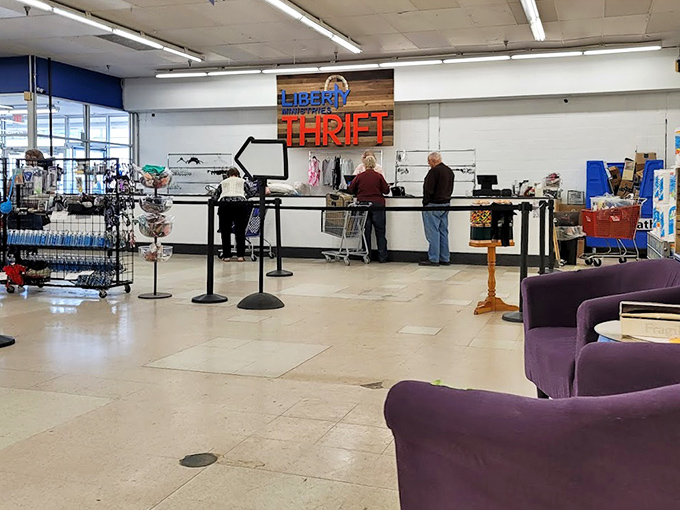 The checkout counter: where treasures become yours and dollars stretch further. The friendly faces here make parting with your money feel like joining a community of savvy shoppers.