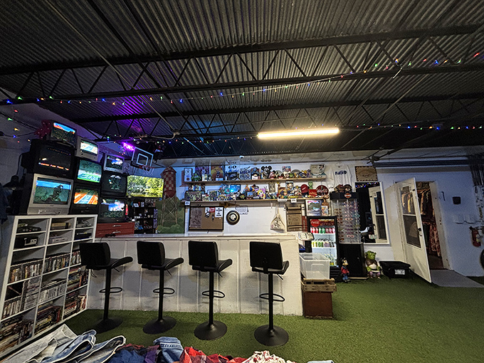 Bar stools at a vintage store counter &ndash; finally, shopping that feels like happy hour without the hangover.