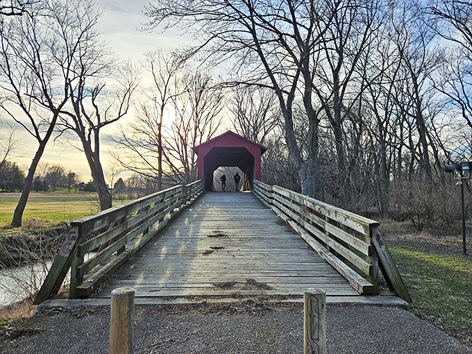 Golden hour transforms ordinary wood and nails into a glowing passage between present day and simpler times gone by.