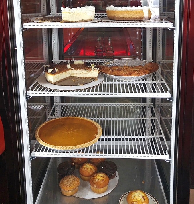 The dessert case &ndash; where willpower goes to die a gloriously sweet death. That pumpkin pie is practically winking at you.