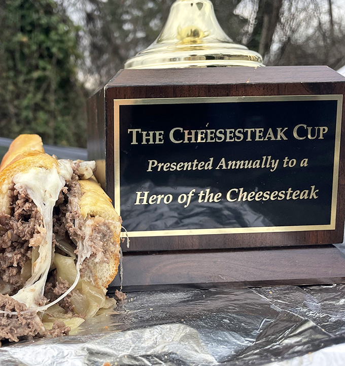 "The Cheesesteak Cup" sits proudly next to its inspiration&mdash;a trophy that celebrates not just a sandwich, but a cultural institution.