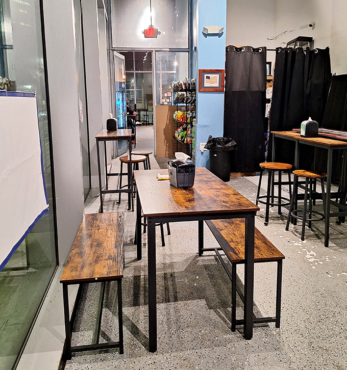 Industrial-chic dining where rustic wooden tables and minimalist design let the food remain the undisputed star of the show.