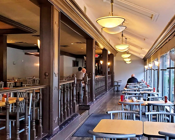 The dining area balances diner charm with enough space to avoid hearing your neighbor's life story&mdash;unless, of course, it's worth hearing.