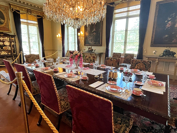 The dining room where breakfast probably included discussions about which yacht to take out, while I debate between store-brand or name-brand cereal.