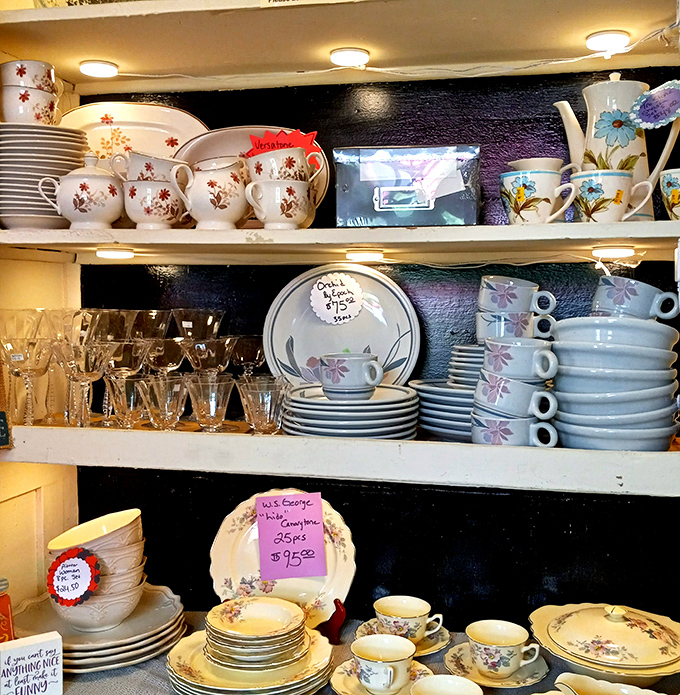 Mismatched china that somehow works perfectly together. These teacups have poured countless conversations&mdash;ready to host your next gathering.