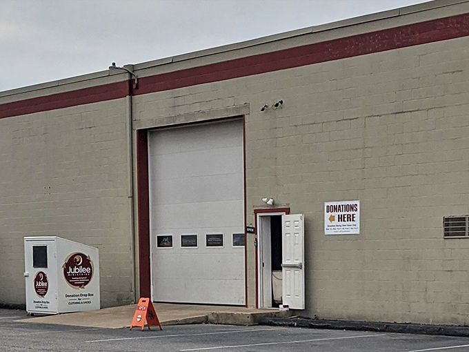 The donation area: the circle of thrift life begins here, where yesterday's impulse purchases become tomorrow's delightful discoveries.