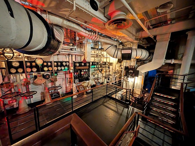 Deep in the Queen Mary's mechanical heart, the engine room's gauges and valves stand frozen in time&mdash;a steampunk fantasy come to life.