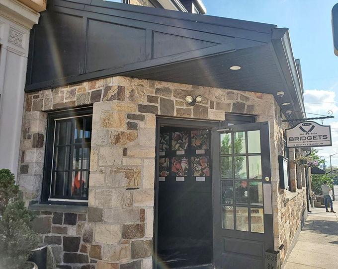 Another view of Bridget's charming exterior&mdash;like finding a treasure chest disguised as a stone cottage on Butler Avenue.