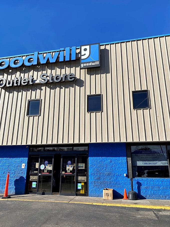 The bright blue entrance beckons bargain hunters like a retail Narnia&mdash;step through these doors and enter a world where $28 fills a cart.