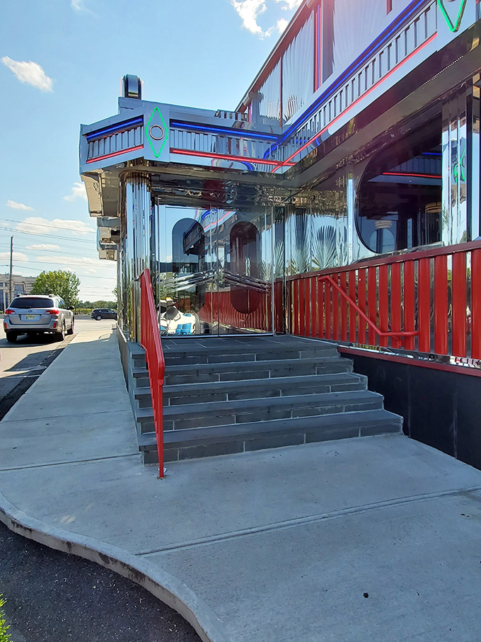 The entrance steps to Tick Tock aren't just stairs—they're the yellow brick road to a wonderland where calories don't count and gravy flows like poetry.