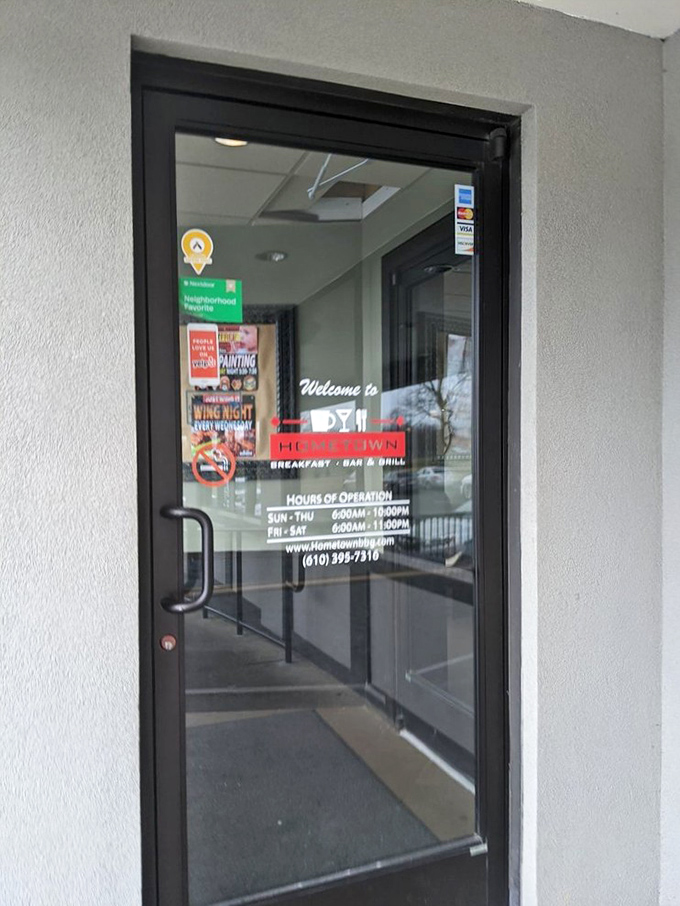 The entrance that separates the hungry from the satisfied. That door has welcomed thousands of empty stomachs and bid farewell to countless happy patrons.