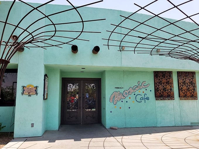 The entrance to Teresa's doesn't just welcome&mdash;it announces. Those metal sculptures aren't just decorative; they're sentinels guarding flavor paradise.