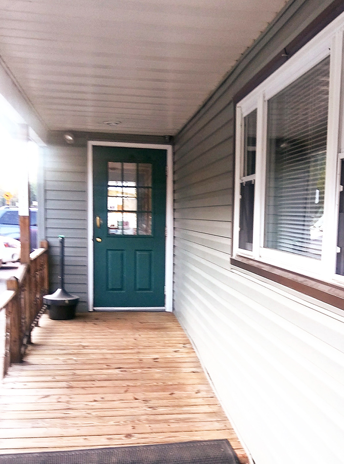 The entrance to culinary heaven disguised as an ordinary diner door in the heart of Ligonier, Pennsylvania.