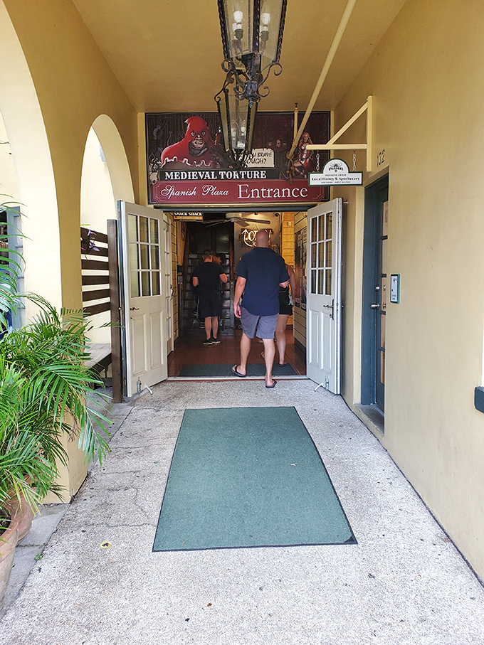"Welcome to your nightmares!" The entrance beckons visitors with a promise of historical horrors that somehow became a popular tourist attraction.