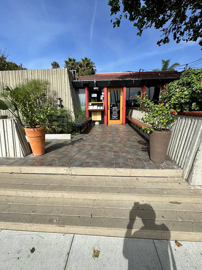 The entrance pathway feels like the start of a culinary adventure &ndash; lined with potted plants that have witnessed countless happy diners.