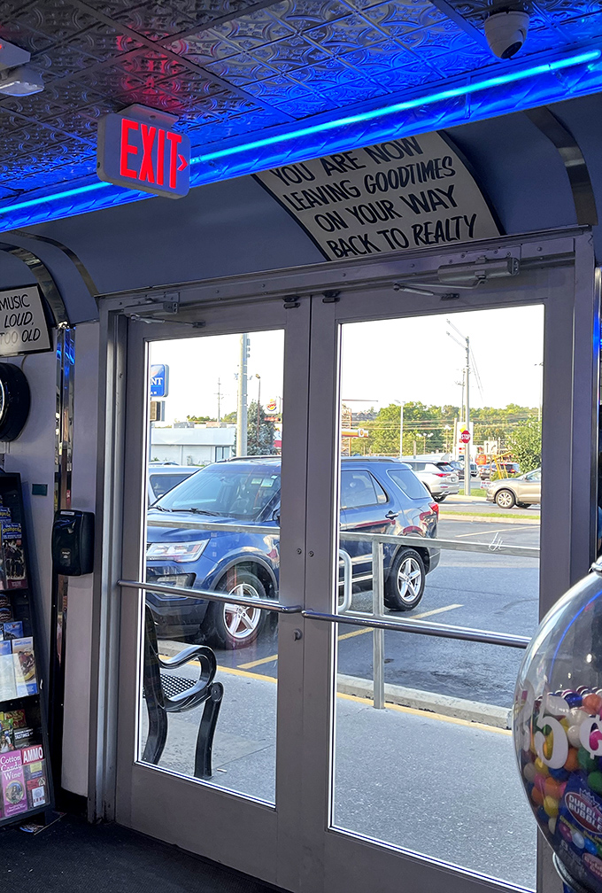 The exit sign tells no lies&mdash;you are indeed leaving good times behind, carrying only memories and possibly an extra pound or two.