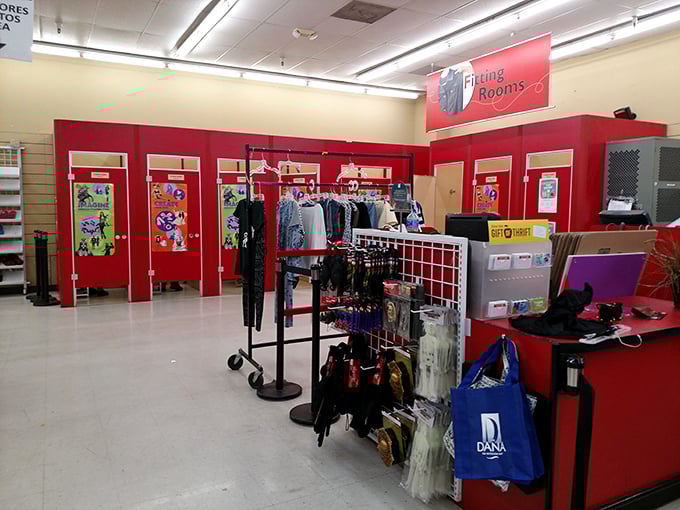 The fitting rooms &ndash; where fashion dreams meet reality in a splash of red. The truth-telling mirrors are surprisingly forgiving!