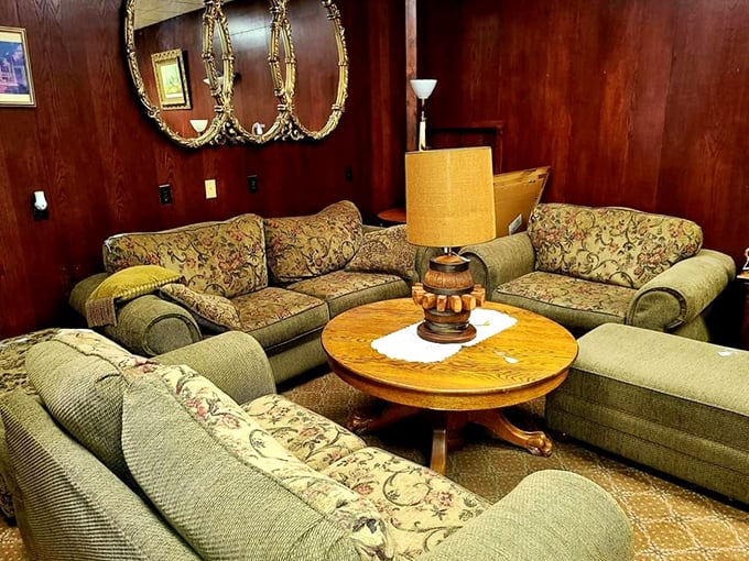 This living room set might scream "Grandma's house," but that's precisely why it's wonderful&mdash;comfort never really goes out of style, floral patterns notwithstanding.