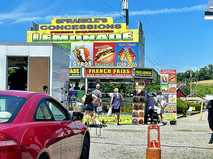 Sprankle's Concessions offers a carnival of flavors. From gyros to corn dogs, these comfort foods fuel serious shopping expeditions.