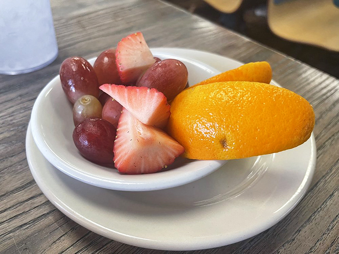 Fresh fruit that brings color and brightness to the morning. Nature's candy makes you feel virtuous, even if you're about to demolish a plate of chicken and waffles.