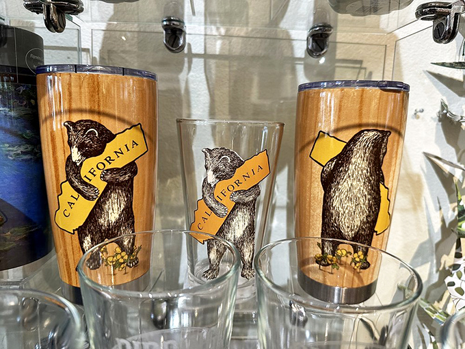 The gift shop's California-themed drinkware lets you take a bear hug of state pride home &ndash; practical souvenirs with personality.