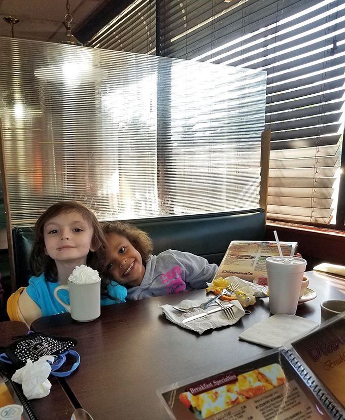The dining area where the restaurant's youngest critics enjoy their treats. Their smiles tell you everything you need to know about Dianna's quality.