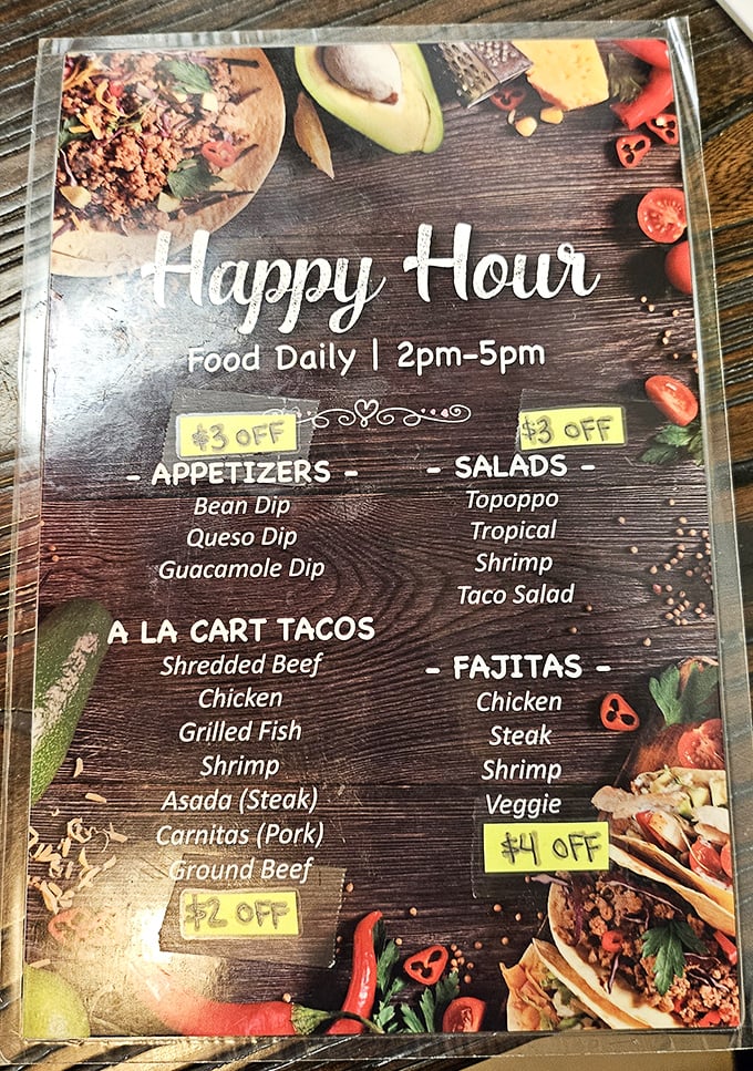 The happy hour menu&mdash;where wallet-friendly prices meet mouthwatering options. Afternoon delight takes on a whole new meaning.