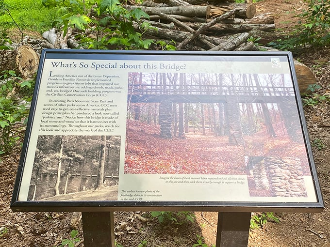 Historical markers throughout the park tell the story of the CCC's contributions, connecting visitors to the hands that shaped this landscape generations ago.