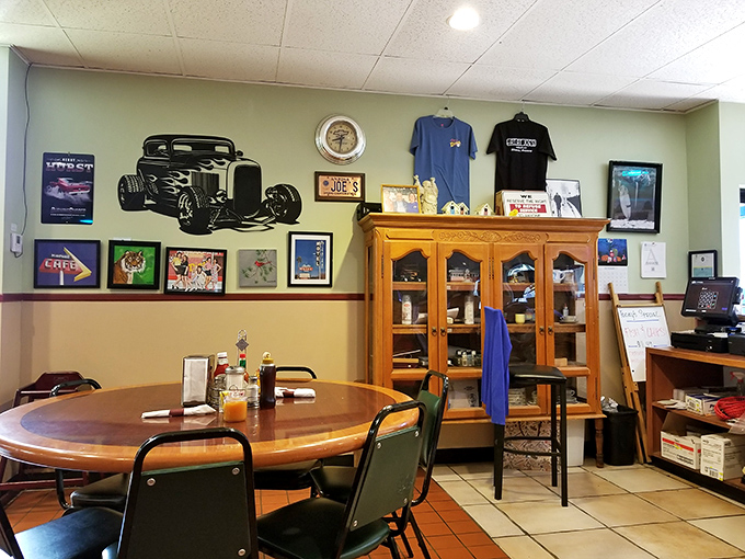 Classic car silhouettes and memorabilia adorn walls that have witnessed countless morning conversations, first dates, and "regular" orders over the years.