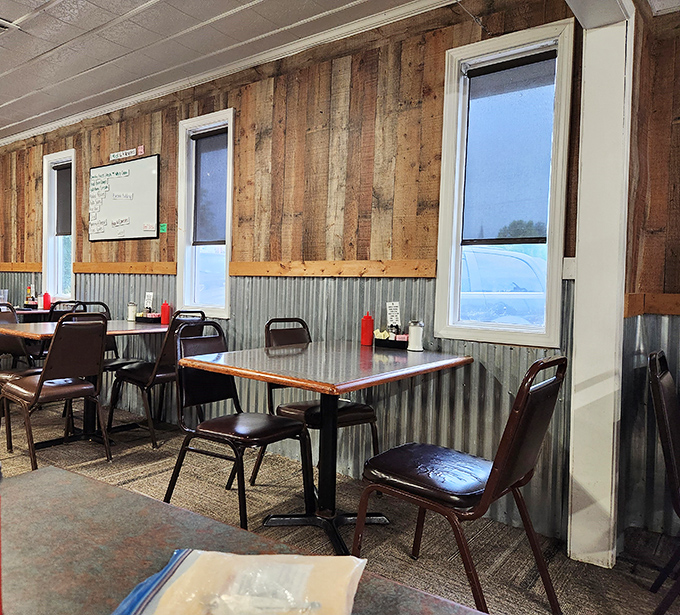 Windows letting in natural light illuminate tables where countless stories, deals, and family meals have unfolded over the years.