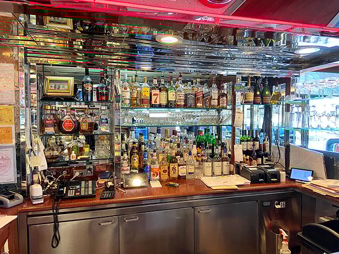 The dining area bathed in daylight reveals the diner's dual personality&mdash;part nostalgic time machine, part community gathering spot.