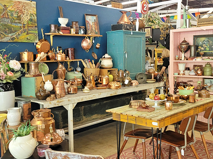 Copper kitchenware gleams with the promise of making your modern cooking space feel like a French country kitchen from 1920.