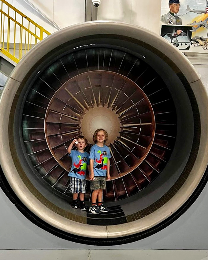 Engine envy! This massive jet turbine could power a small town&mdash;or provide the perfect backdrop for kids' photos that will definitely make the holiday card.