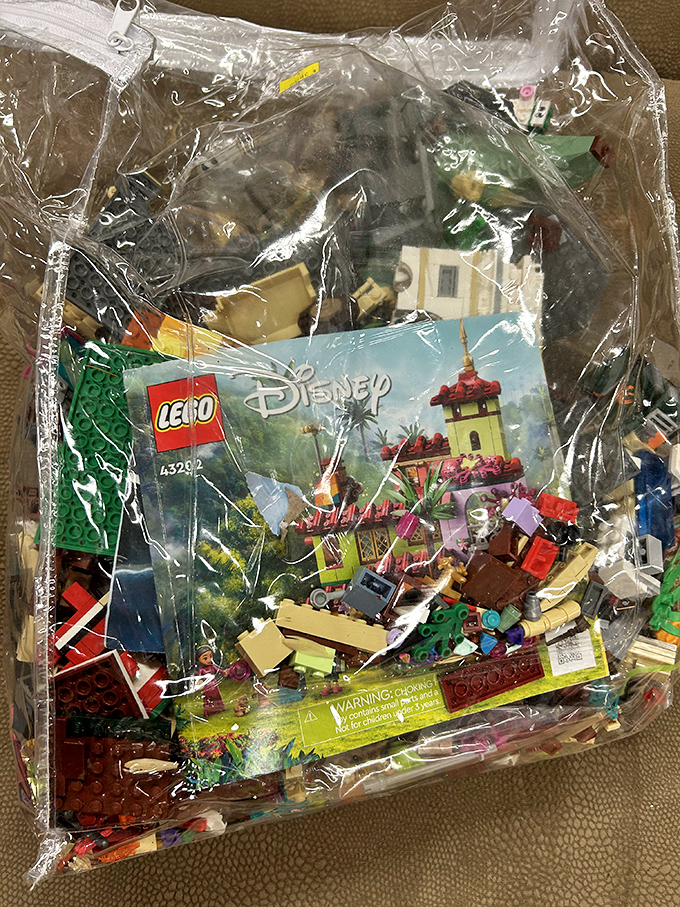 LEGO sets find second lives in clear bags&mdash;childhood imagination packaged and priced for a fraction of retail.