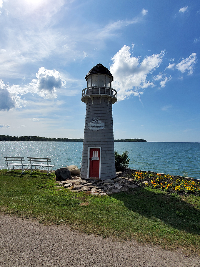 This charming lighthouse might be small in stature, but it stands tall in island character&mdash;a perfect selfie spot with Lake Erie's blue expanse behind.