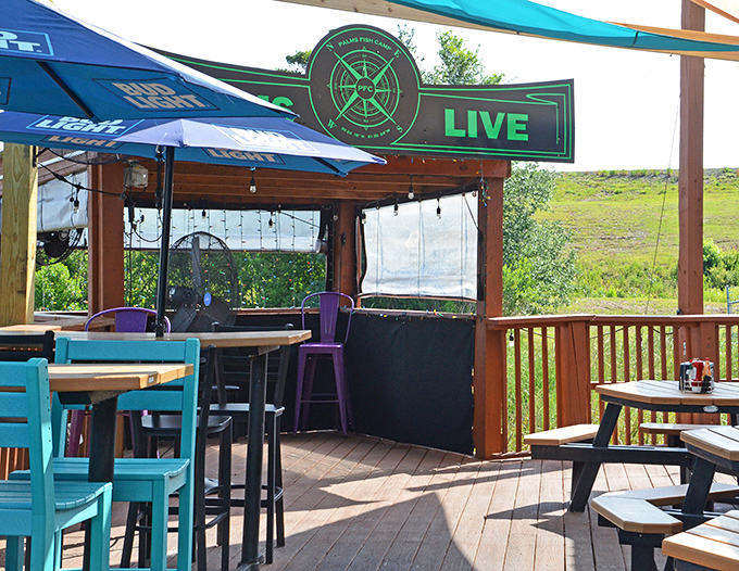 A stage that promises live music and the distinct possibility that you'll hear "Margaritaville" at least once before the night ends.