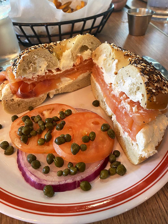 That lox bagel arrives dressed to impress &ndash; silky salmon, cream cheese, capers creating a New York morning in Ohio.