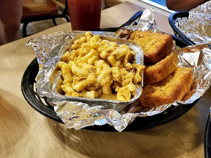 Mac and cheese that doesn't just sit beside your barbecue&mdash;it demands equal billing. This isn't a side dish; it's comfort food royalty wearing a crown of golden crust.