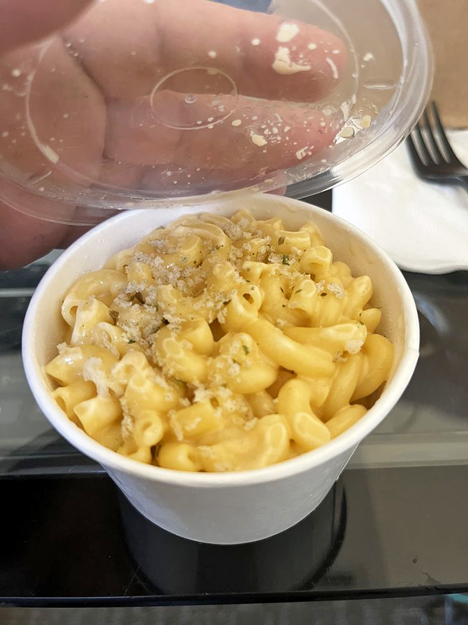 Mac and cheese that achieves the golden ratio of creamy-to-cheesy. Comfort food that doesn't need to show off.