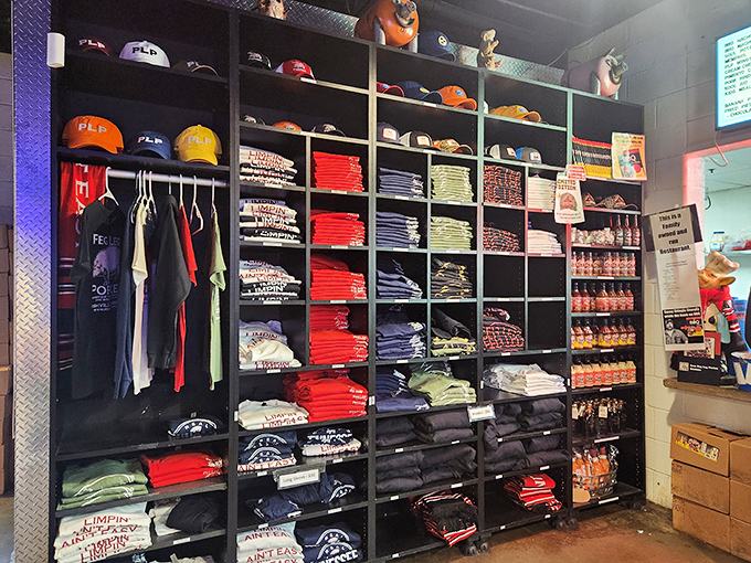 The merch wall offers take-home memories for when your stomach is full but your heart isn't ready to leave.