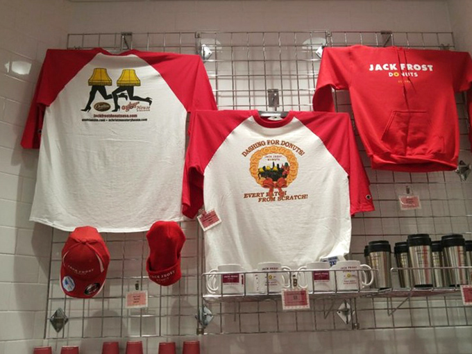 Donut merchandise that turns customers into walking billboards. The ultimate "I don't just eat here, I believe in here" statement.