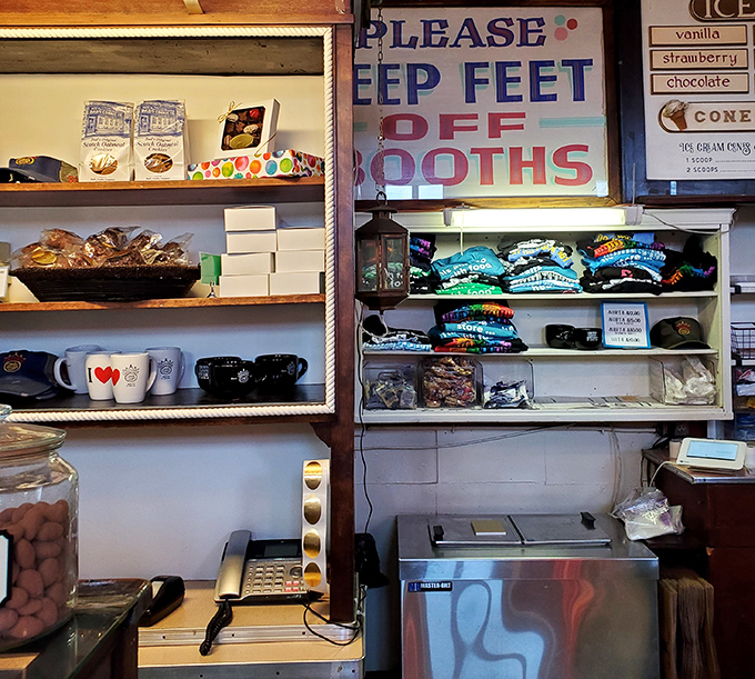 Please Keep Feet Off Booths &ndash; the kind of old-school rule that reminds you this place has standards, history, and probably some stories it could tell.