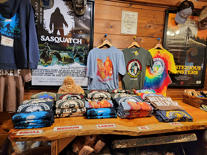 The gift shop's t-shirt selection ensures you'll never have to answer "Did you really go to a Bigfoot museum?" Your wardrobe will speak for itself.