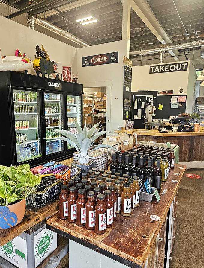 The take-home section for when memory isn't enough. These bottled sauces are liquid souvenirs from your flavor journey through North Carolina.