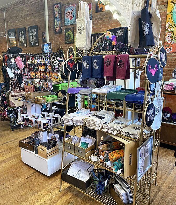 A treasure trove of handmade goods where local artistry meets mystical aesthetics. Those embroidered tea towels would make even mundane kitchen tasks feel magical.