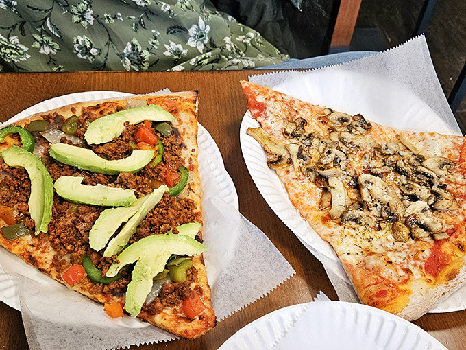 Another angle of pizza perfection. The jalape&ntilde;os and chicken create a spicy-savory duet that makes your taste buds stand up and applaud.