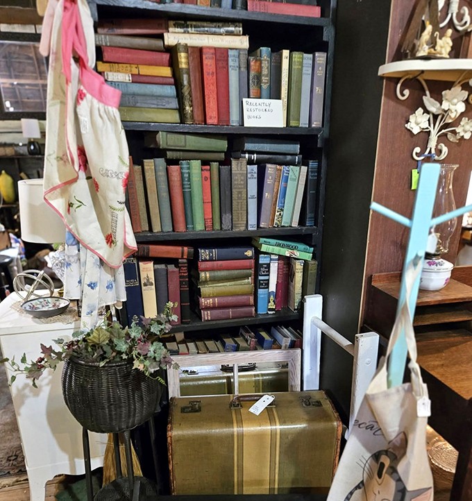 Books that have outlived their original owners, waiting for new hands to turn their pages. That vintage suitcase has stories of its own!