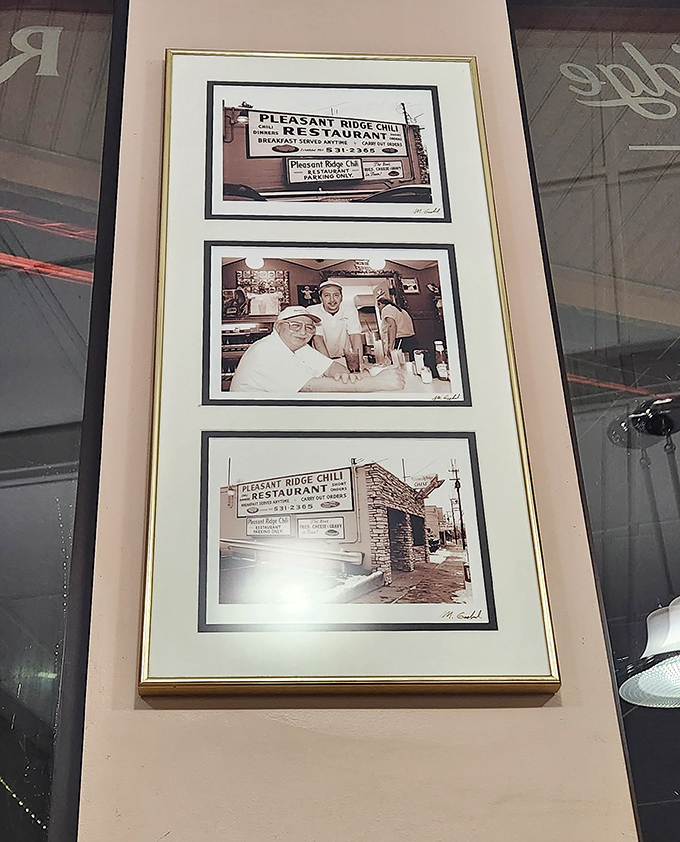 History framed on the wall&mdash;black and white memories of when the chili recipe was young but already turning heads in Pleasant Ridge.