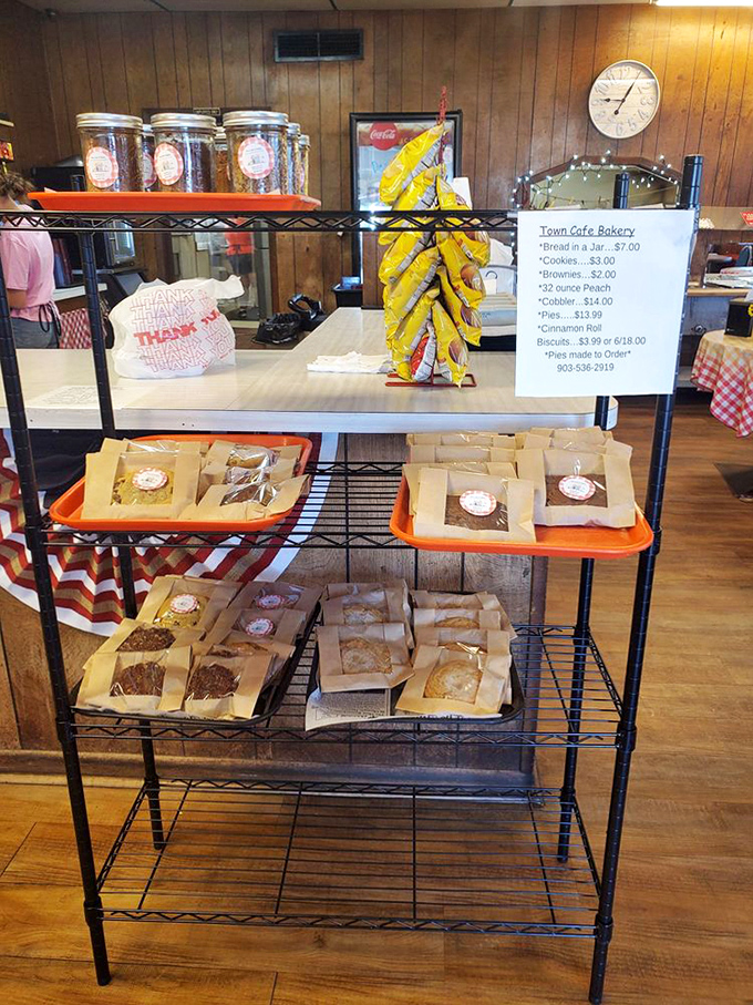 A bakery display that proves Town Cafe knows the importance of ending your meal with something sweet, preferably wrapped in wax paper to-go.